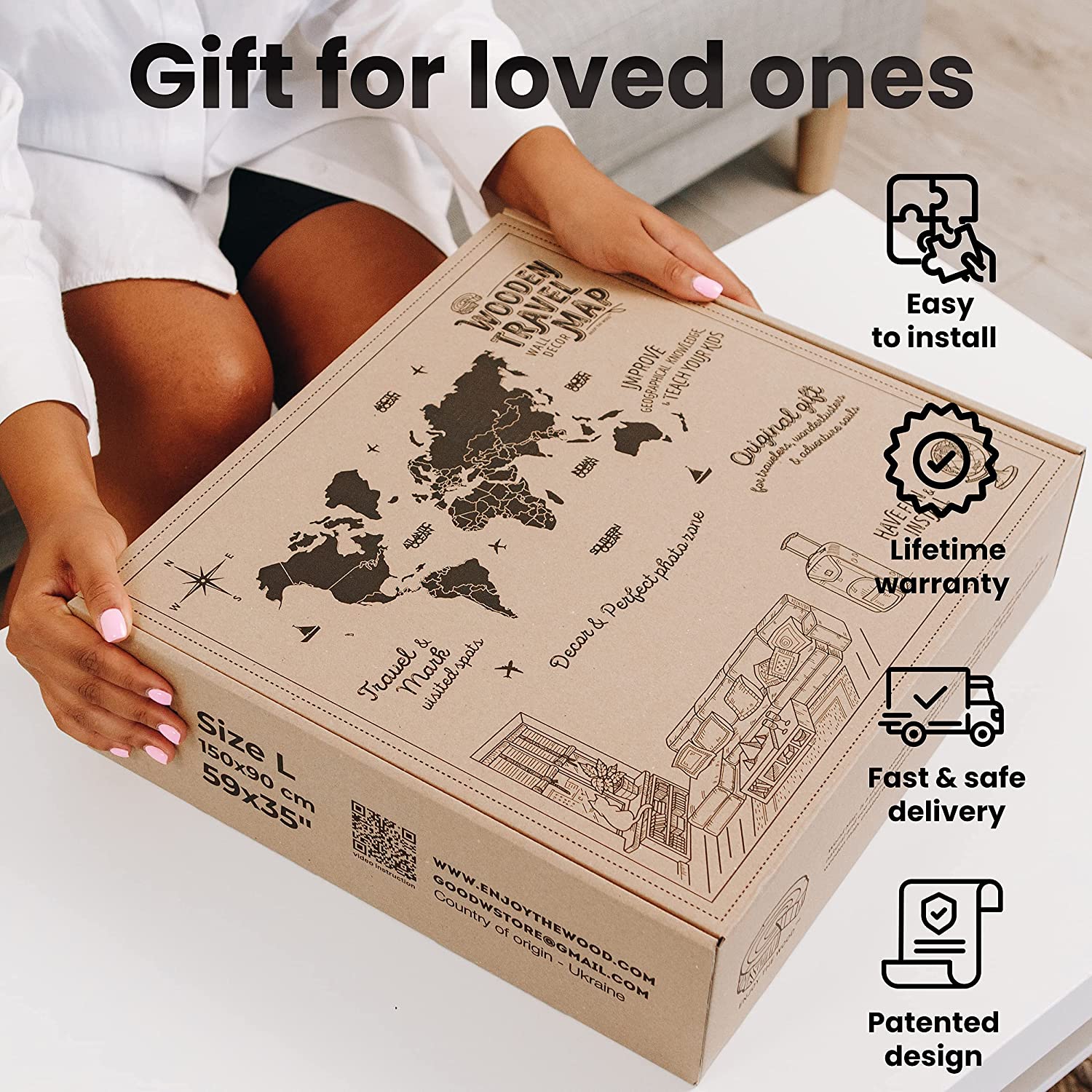 3D Wooden World Map, Oak – Classic Furniture