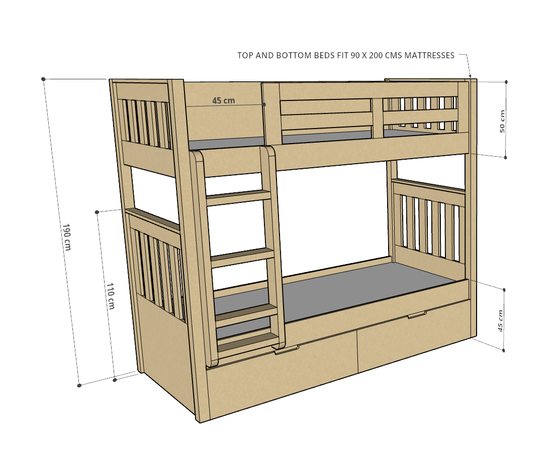 Max Bunk Bed, 90/120/150 – Classic Furniture